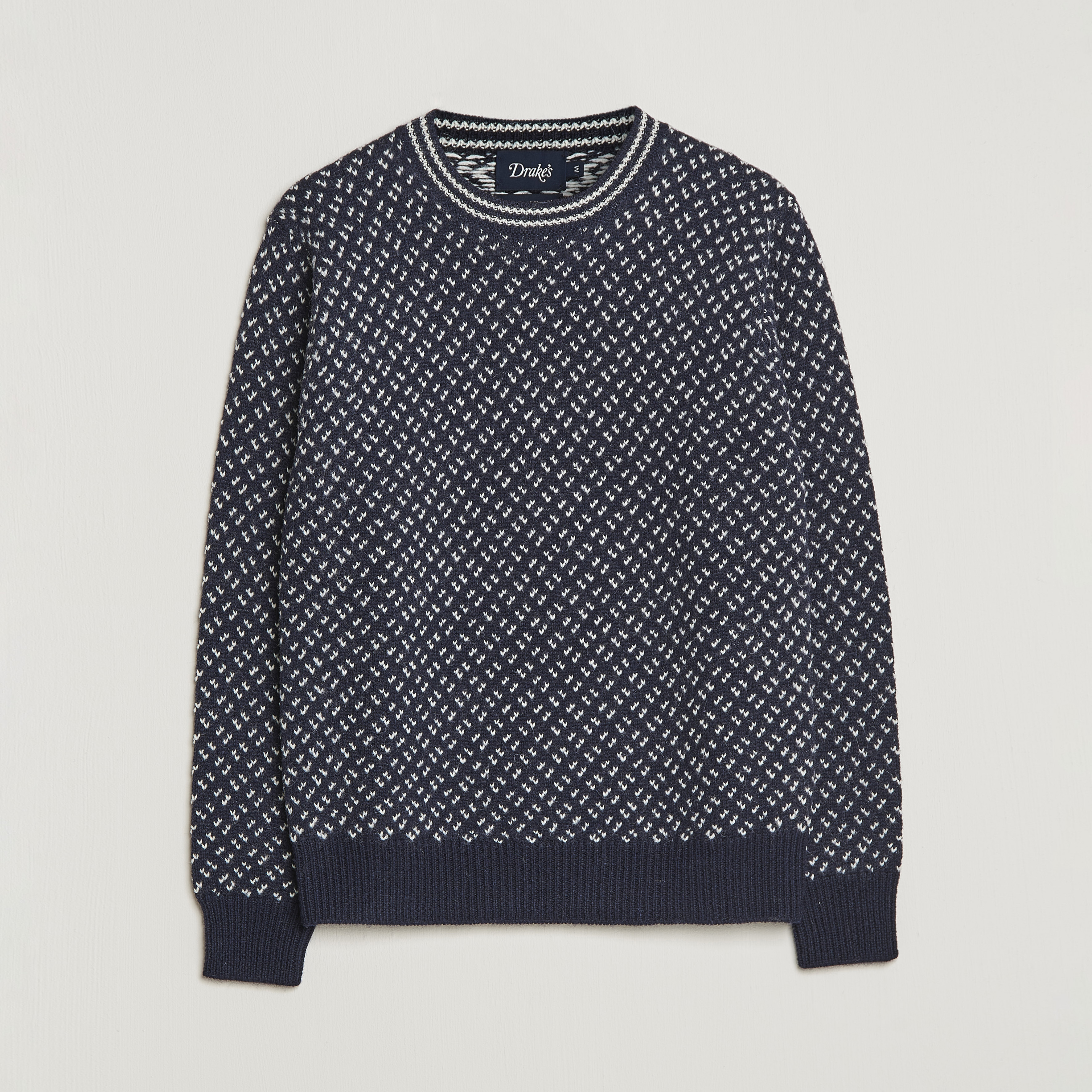 Drake's Norwegian Wool/Alpaca Crew Navy - Acheter Drake's CareOfCarl.fr.