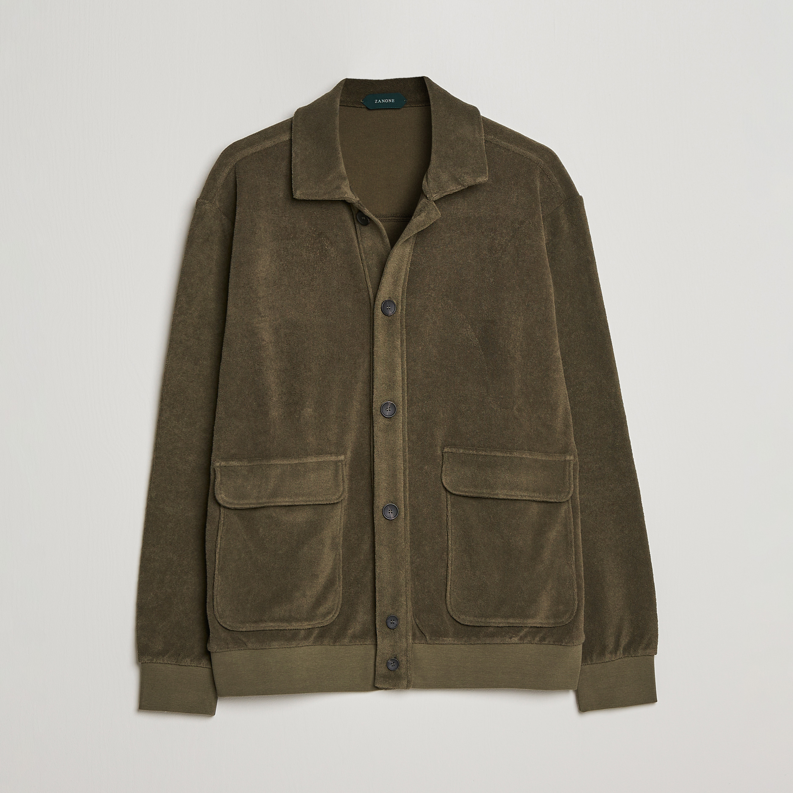 Zanone Terry Cotton Jersey Jacket Dark Olive - Acheter Zanone