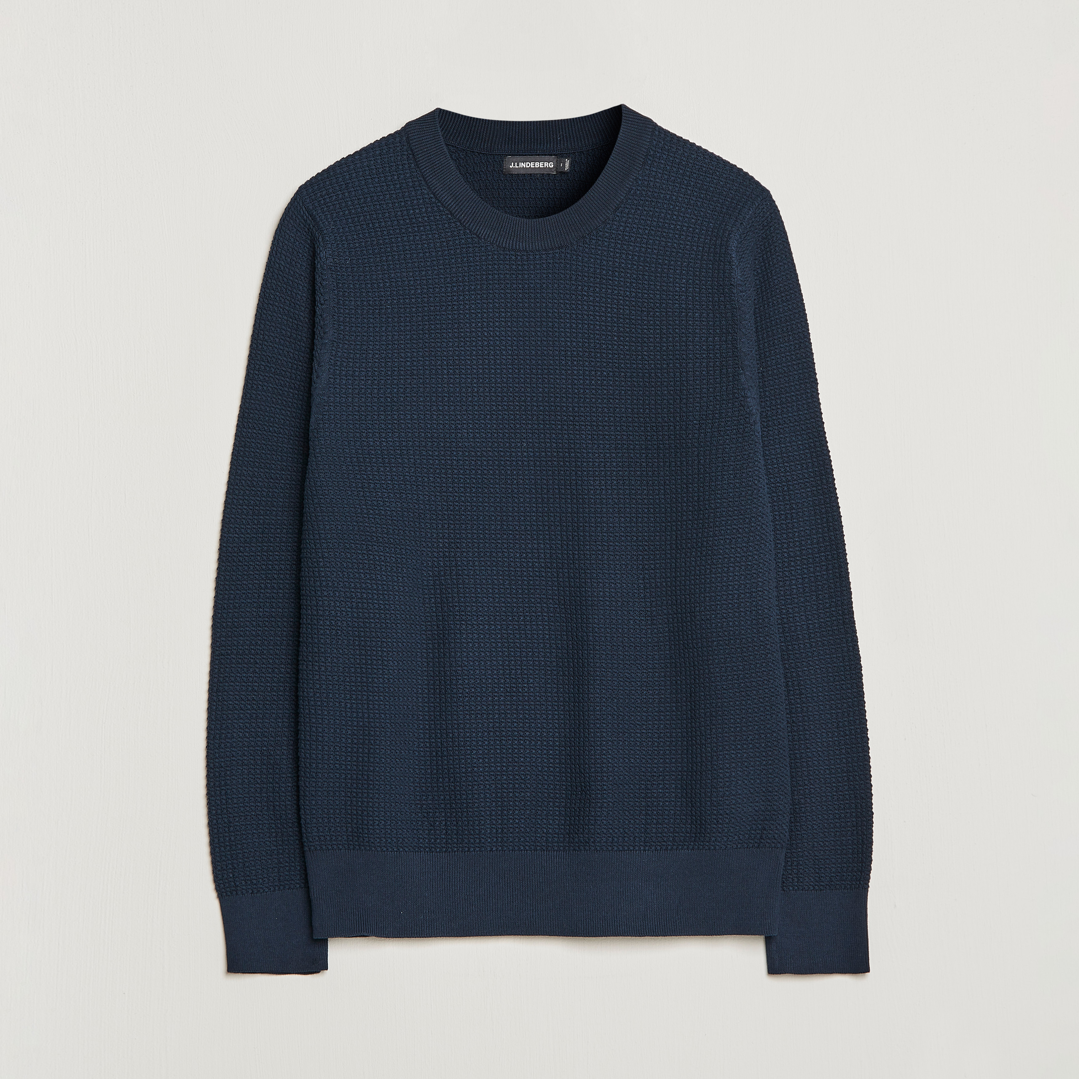 J.Lindeberg Arthur Structure Organic Cotton Crew Neck Navy - Acheter J.Lind
