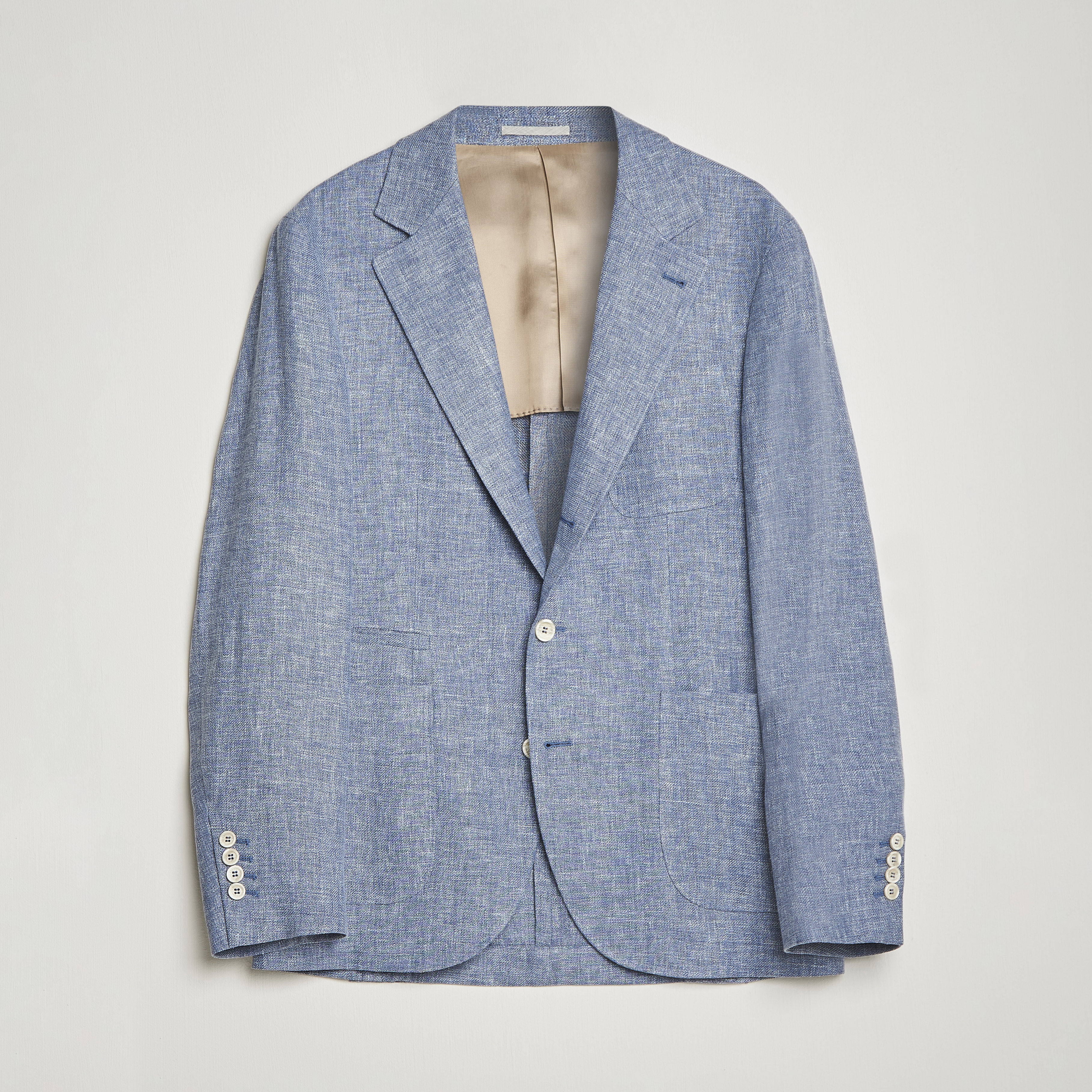 Brunello Cucinelli Micro Chevron Linen Blazer Indigo Blue - Acheter Brunell