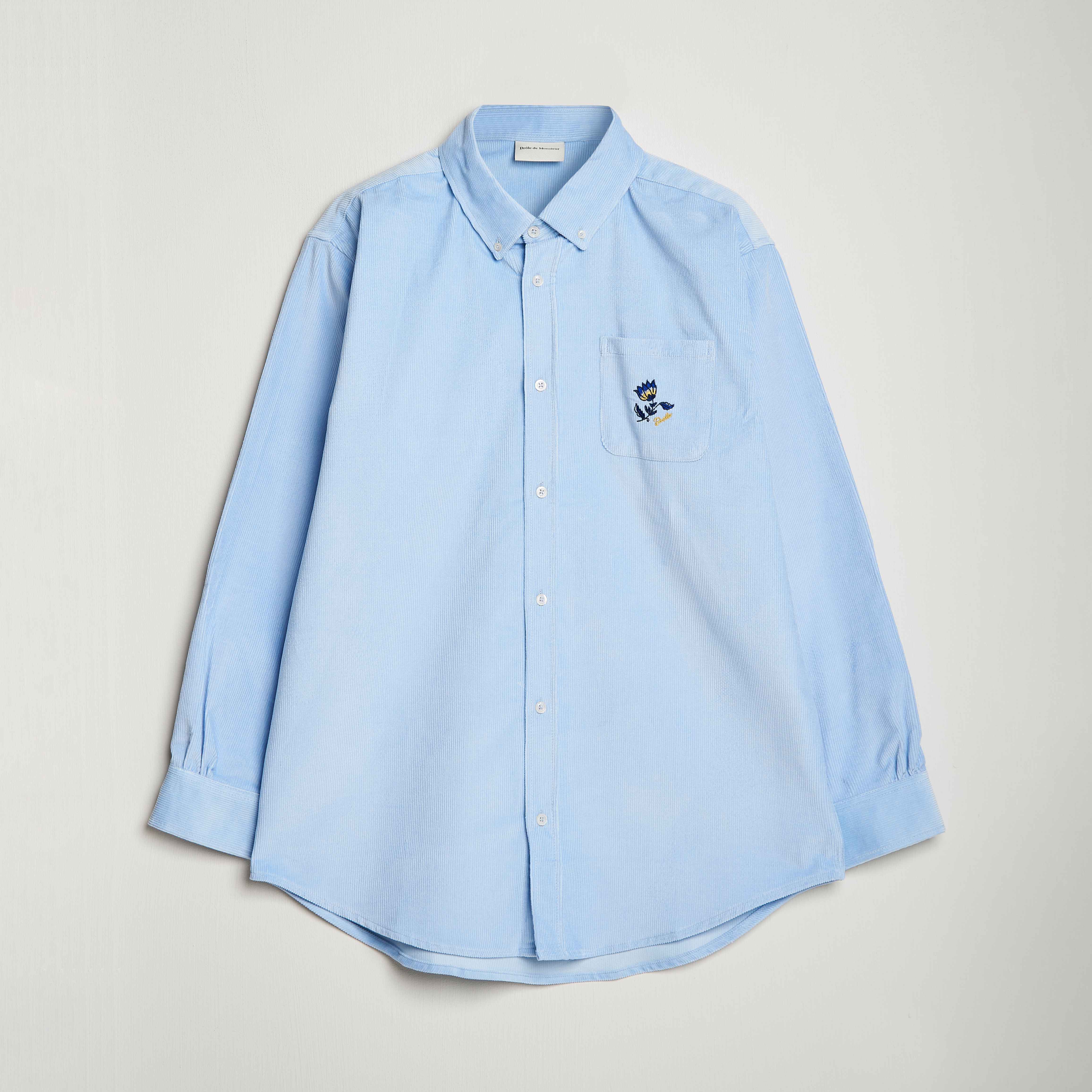 Drôle de Monsieur Fleur Corduroy Shirt Light Blue - Acheter Drôle de Monsie