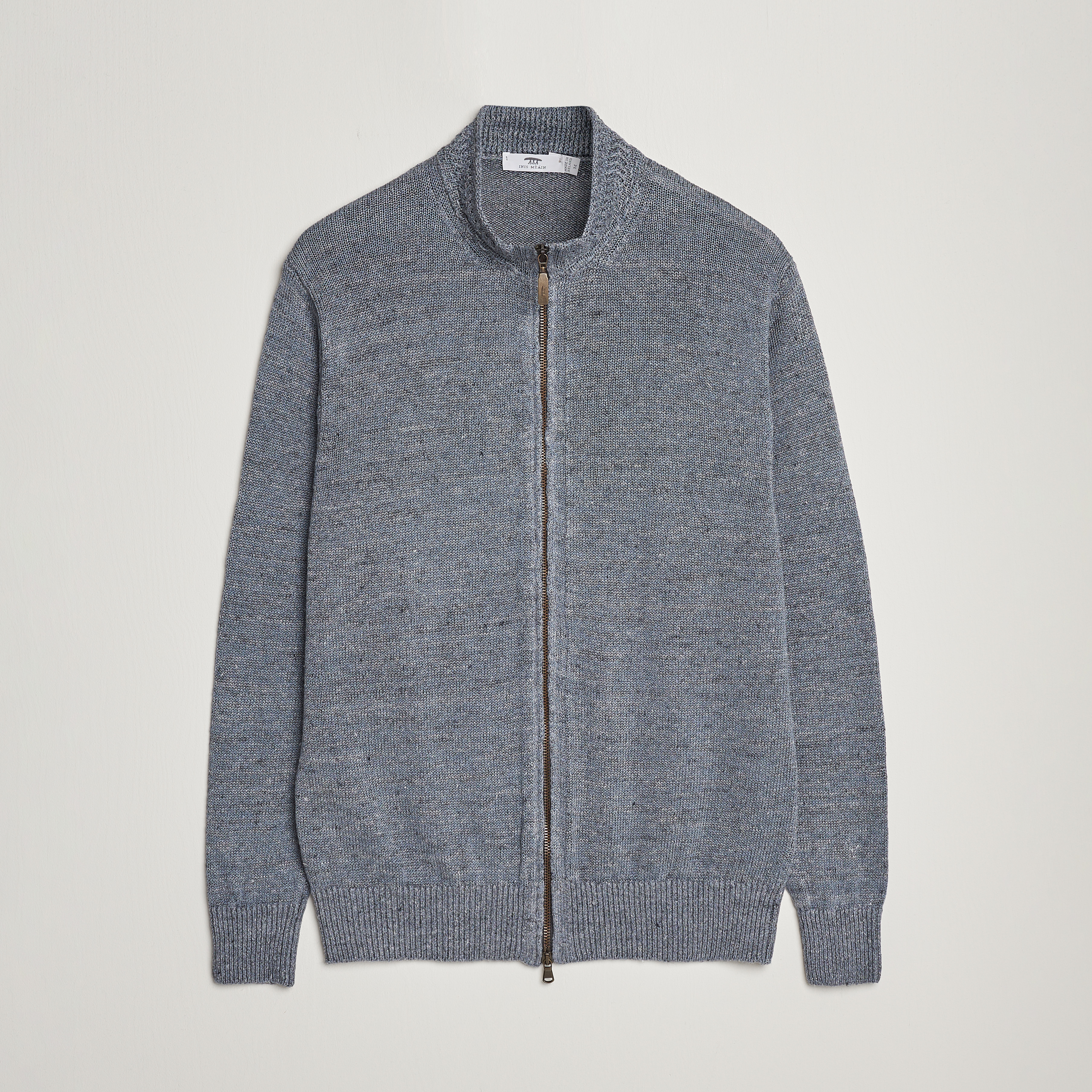Inis Meáin Chevron Washed Donegal Linen Zipper Dusk - Acheter Inis Meáin Ca