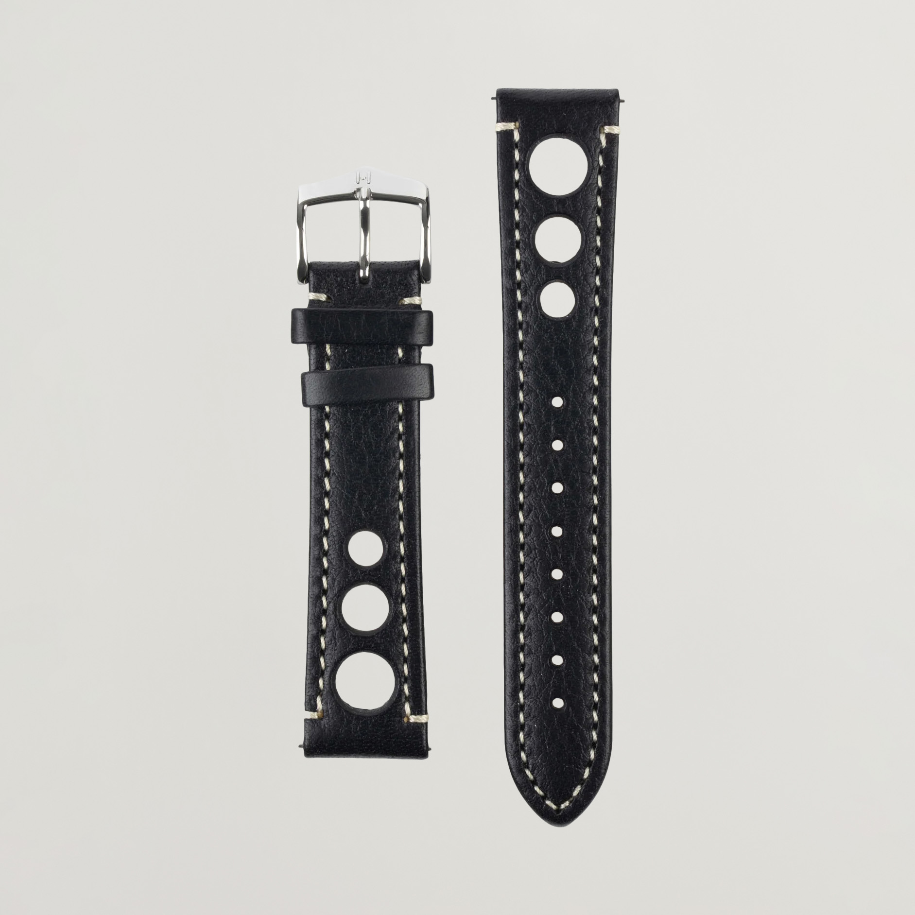 HIRSCH Rally Natural Leather Racing Watch Strap Black - Acheter HIRSCH Care