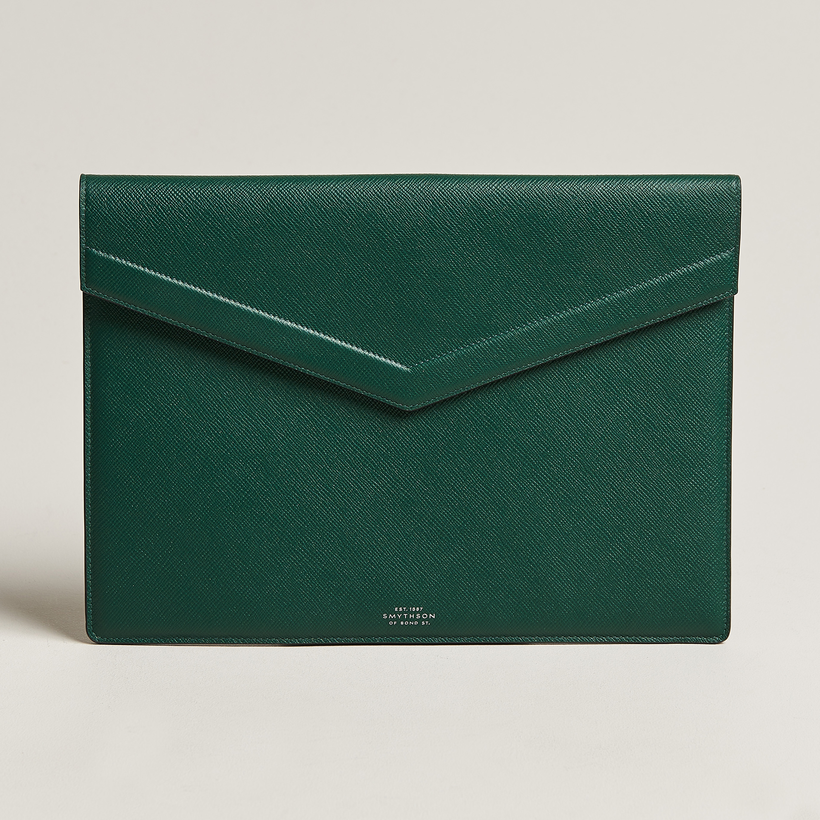 Smythson Panama Large Envelope Portfolio Forest Green - Acheter Smythson Ca