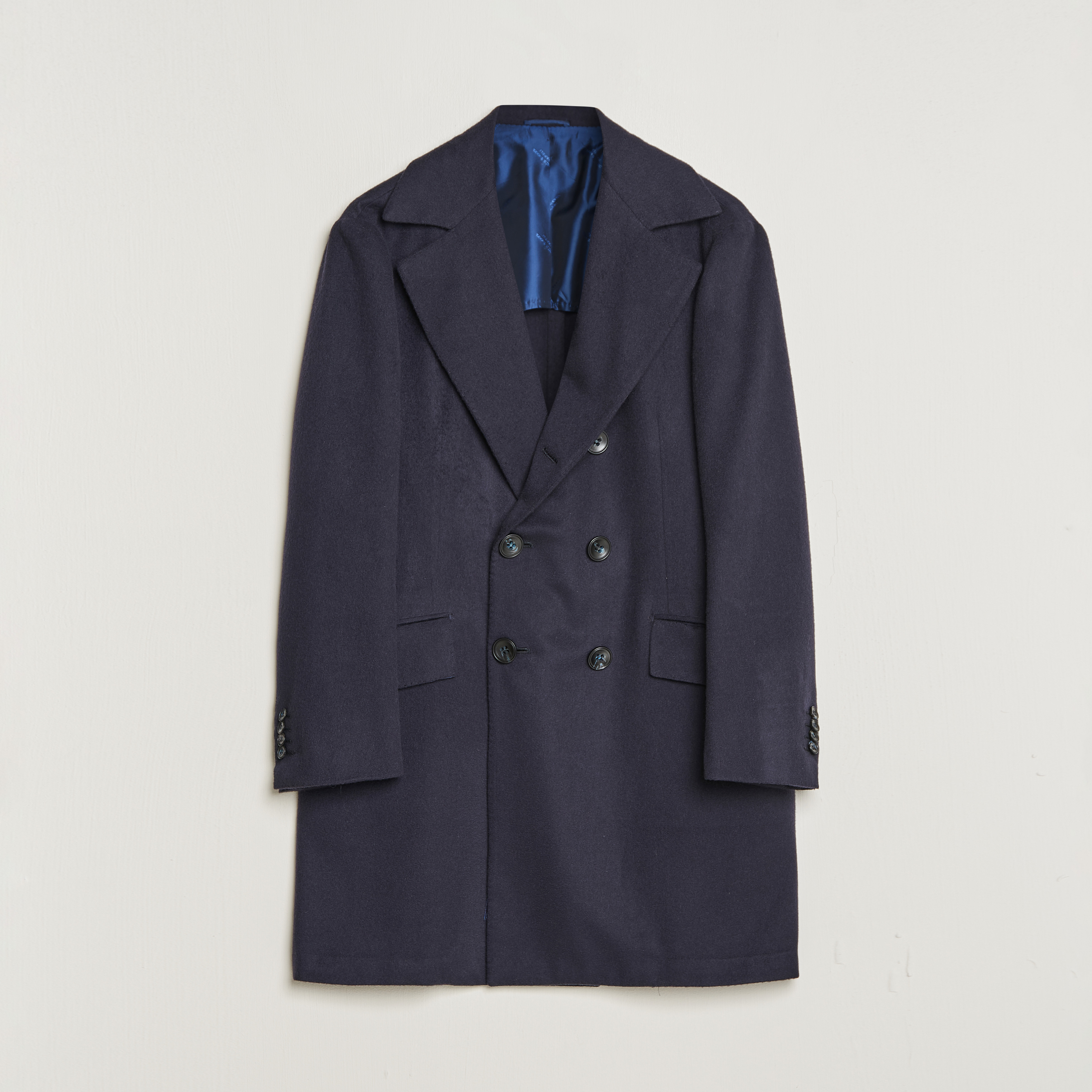 Kiton Double Breasted Cashmere Coat Navy - Acheter Kiton CareOfCarl.fr.