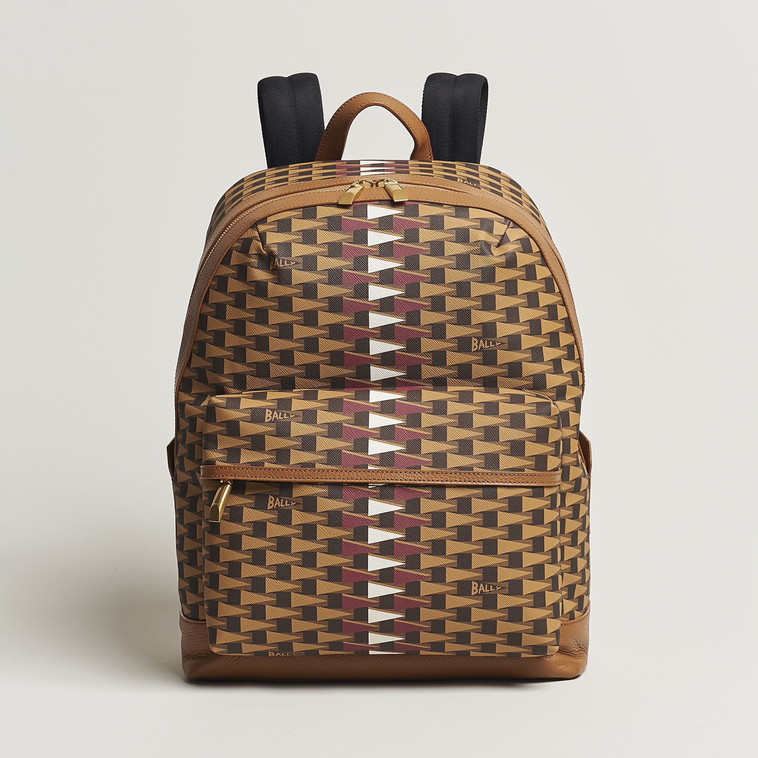 Bally Pennant Monogram Leather Backpack Brown - Acheter Bally CareOfCarl.fr