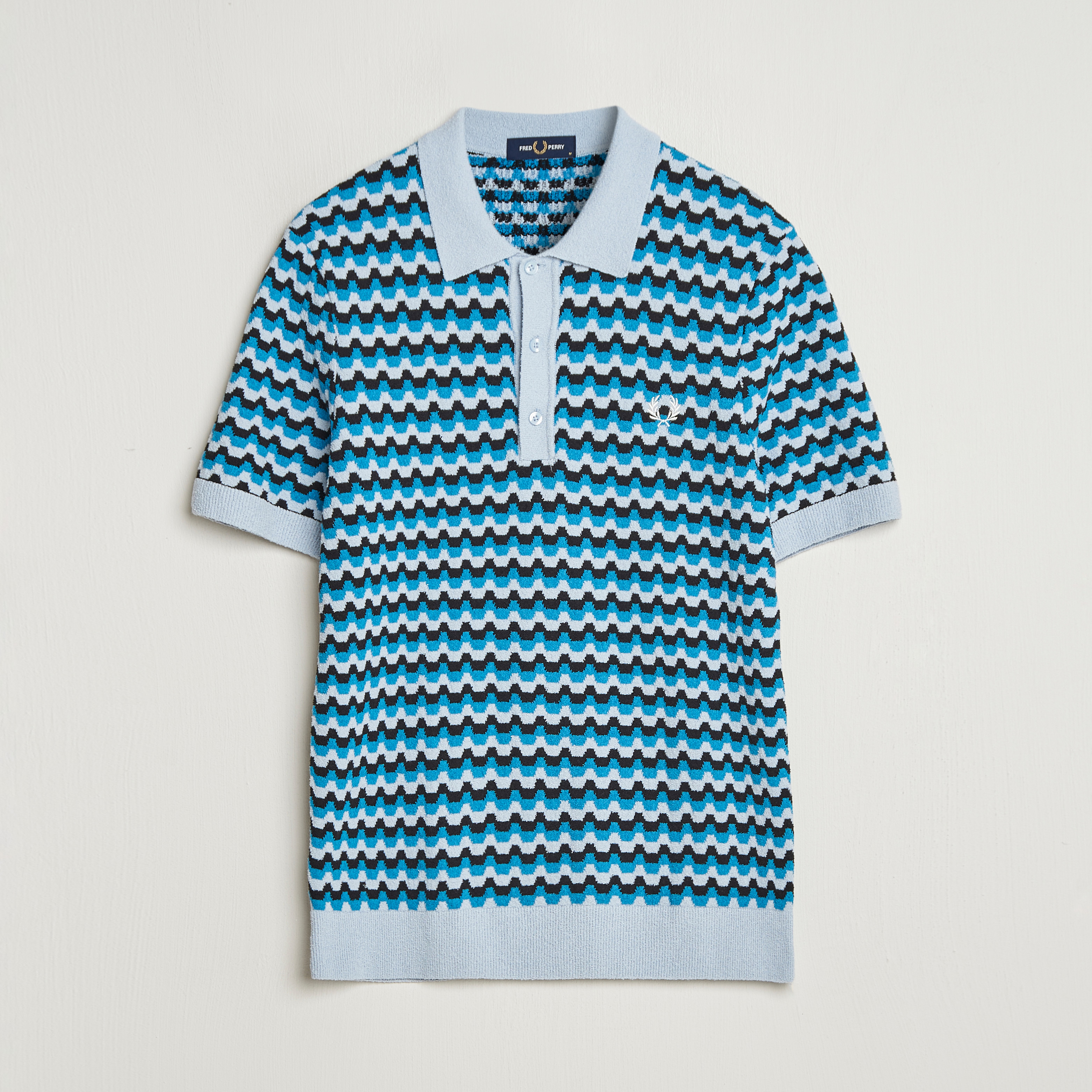 Fred Perry Bouclé Jacquard Knitted Polo Light Smoke - Acheter Fred Perry Ca