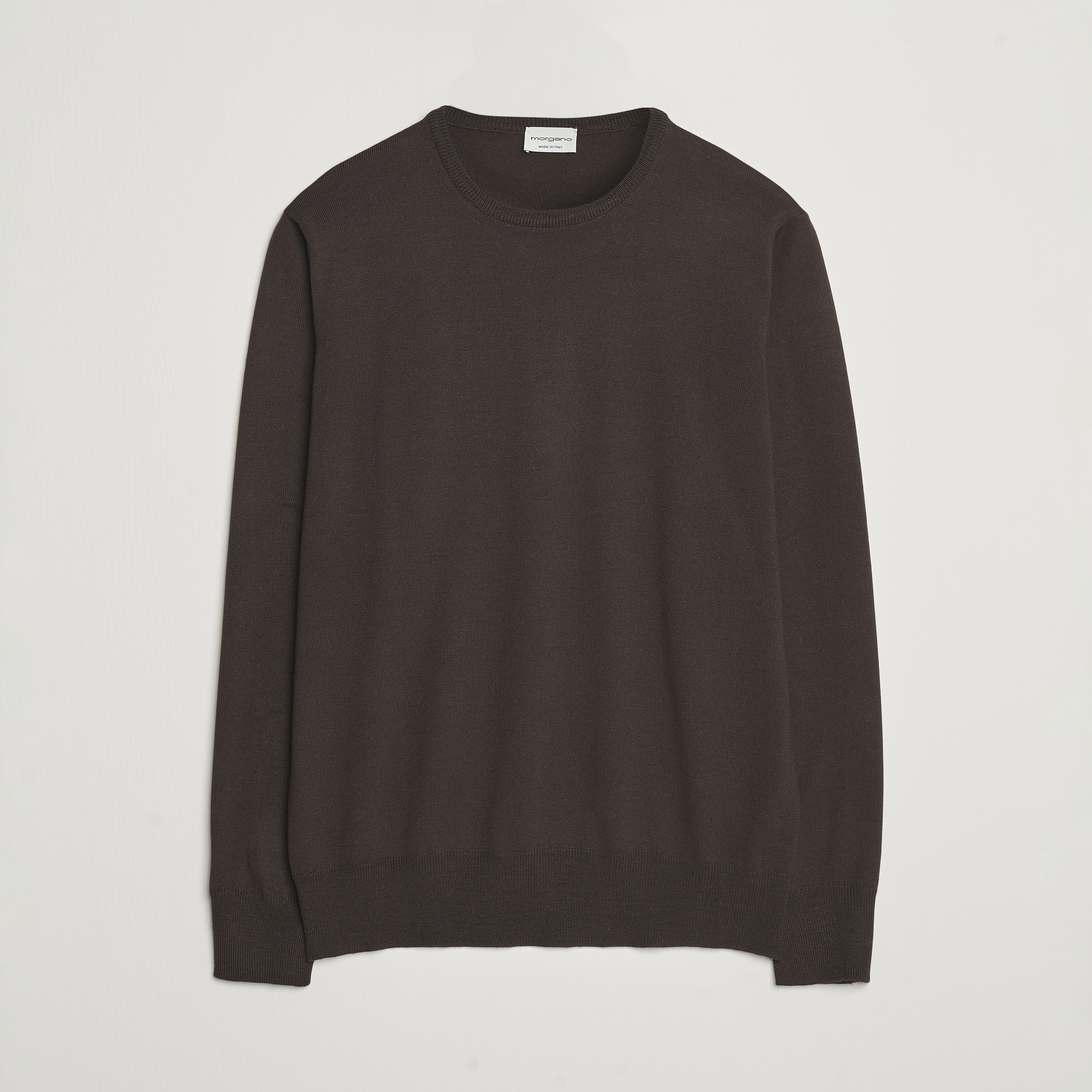 Morgano Extra Fine Merino Wool Crewneck Dark Brown - Acheter Morgano CareOf