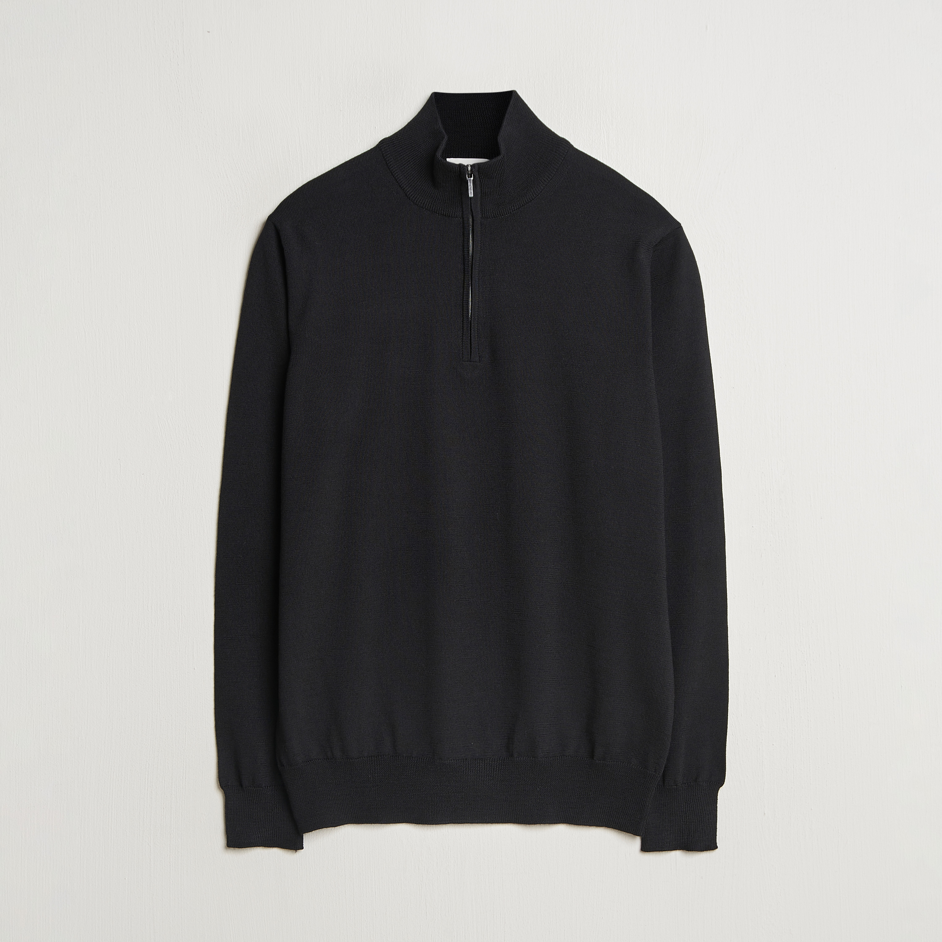 Morgano Extra Fine Merino Wool Half-Zip Black - Acheter Morgano CareOfCarl.