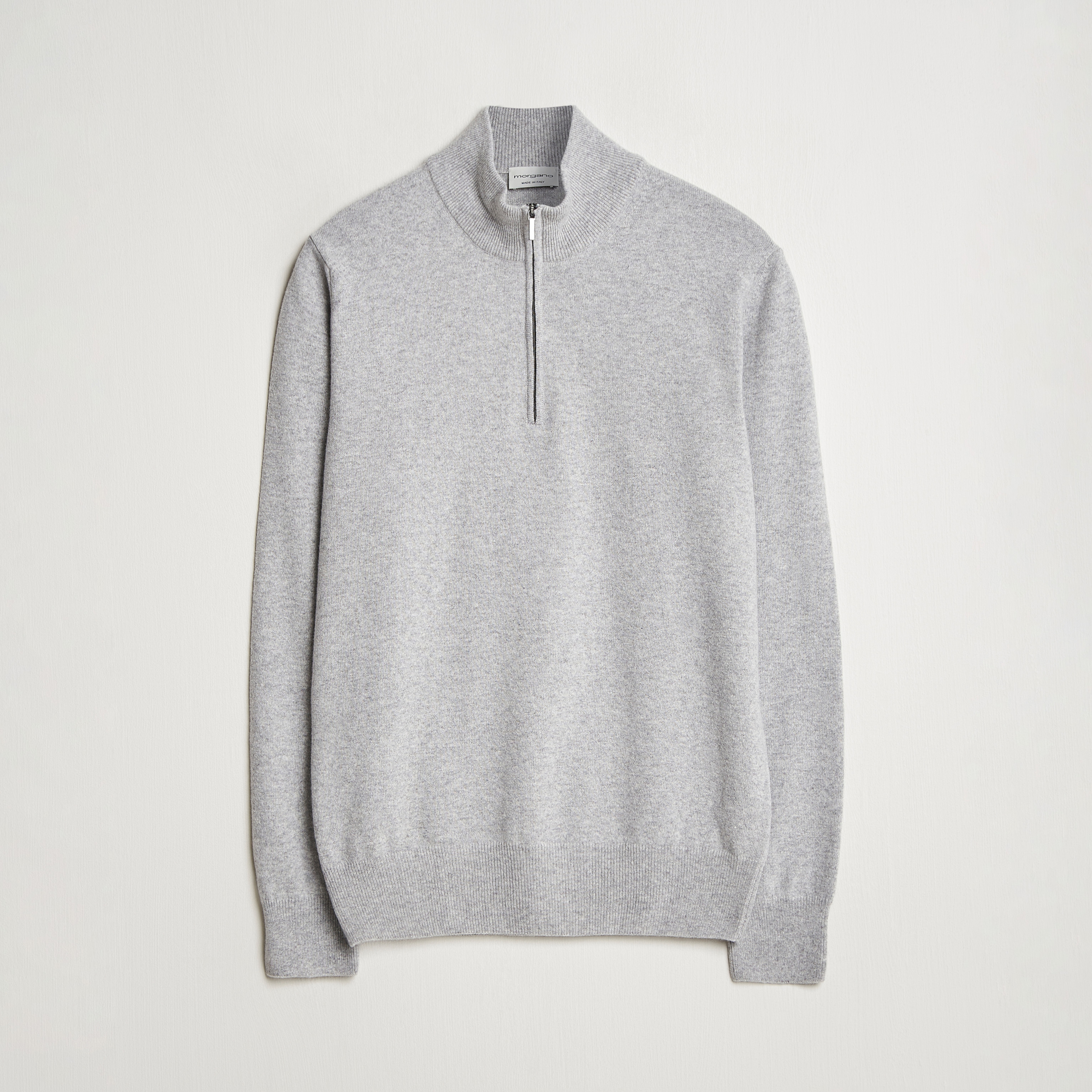 Morgano Wool/Cashmere Half-Zip Mid Grey - Acheter Morgano CareOfCarl.fr.