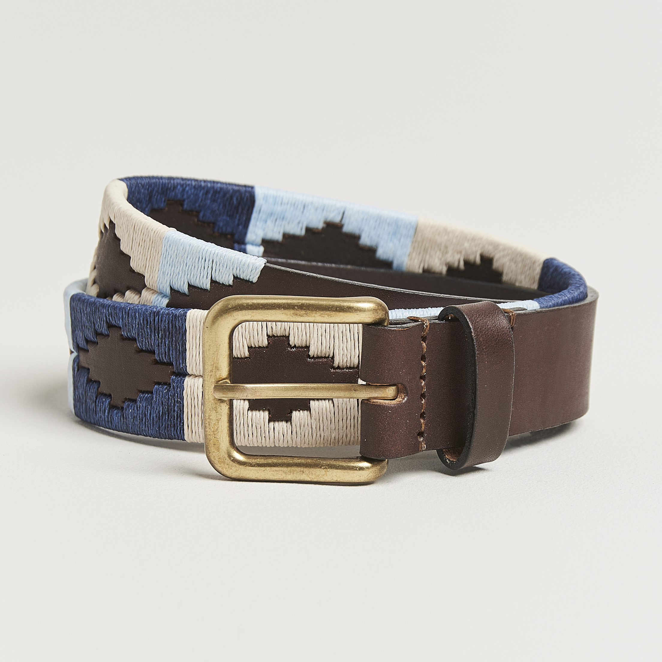 Pampeano Sereno Hand Stitched Classic Leather Belt 3,5cm Blue - Acheter Pam