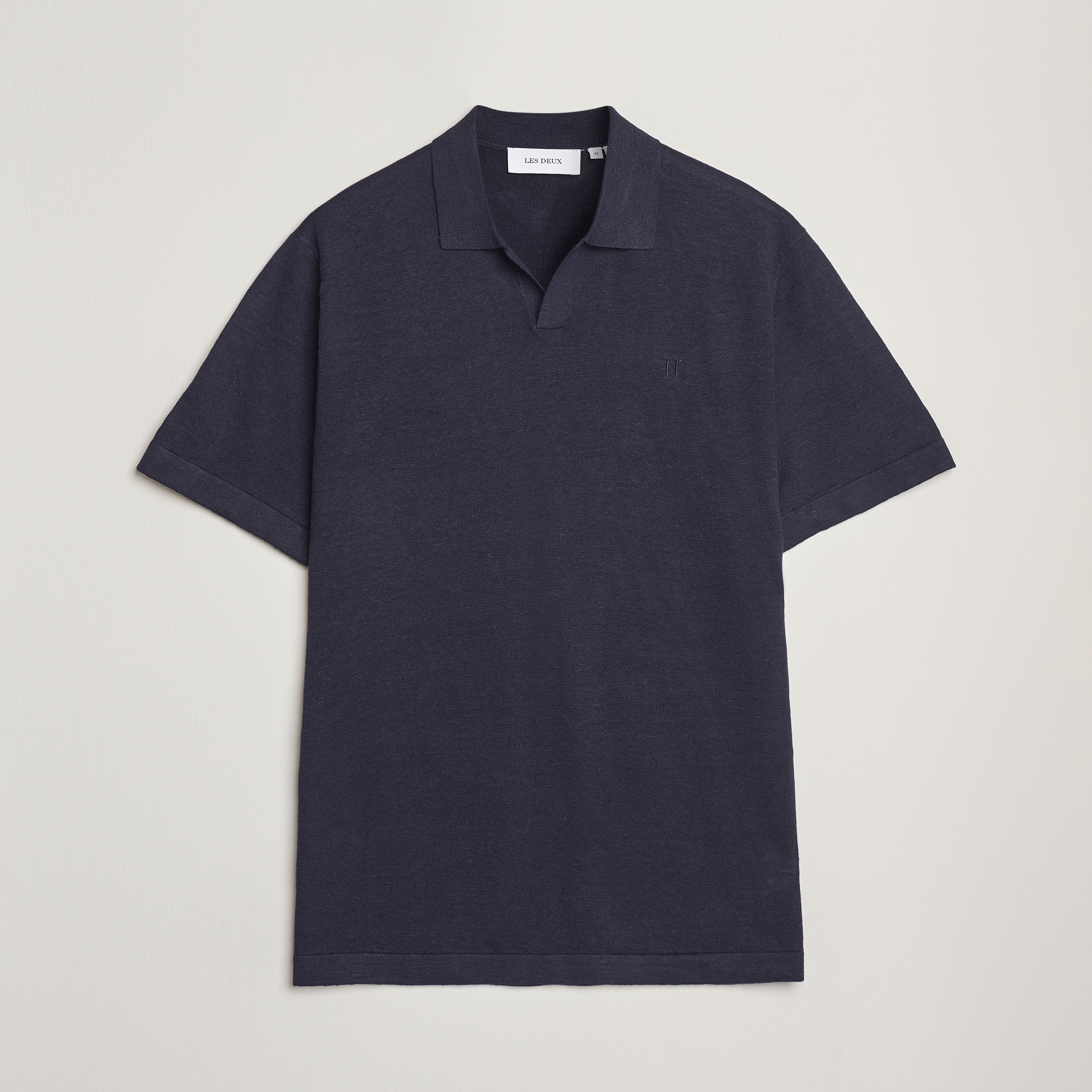 Les Deux Emmanuel Linen/Cotton Polo Knit Dark Navy - Acheter LES DEUX CareO