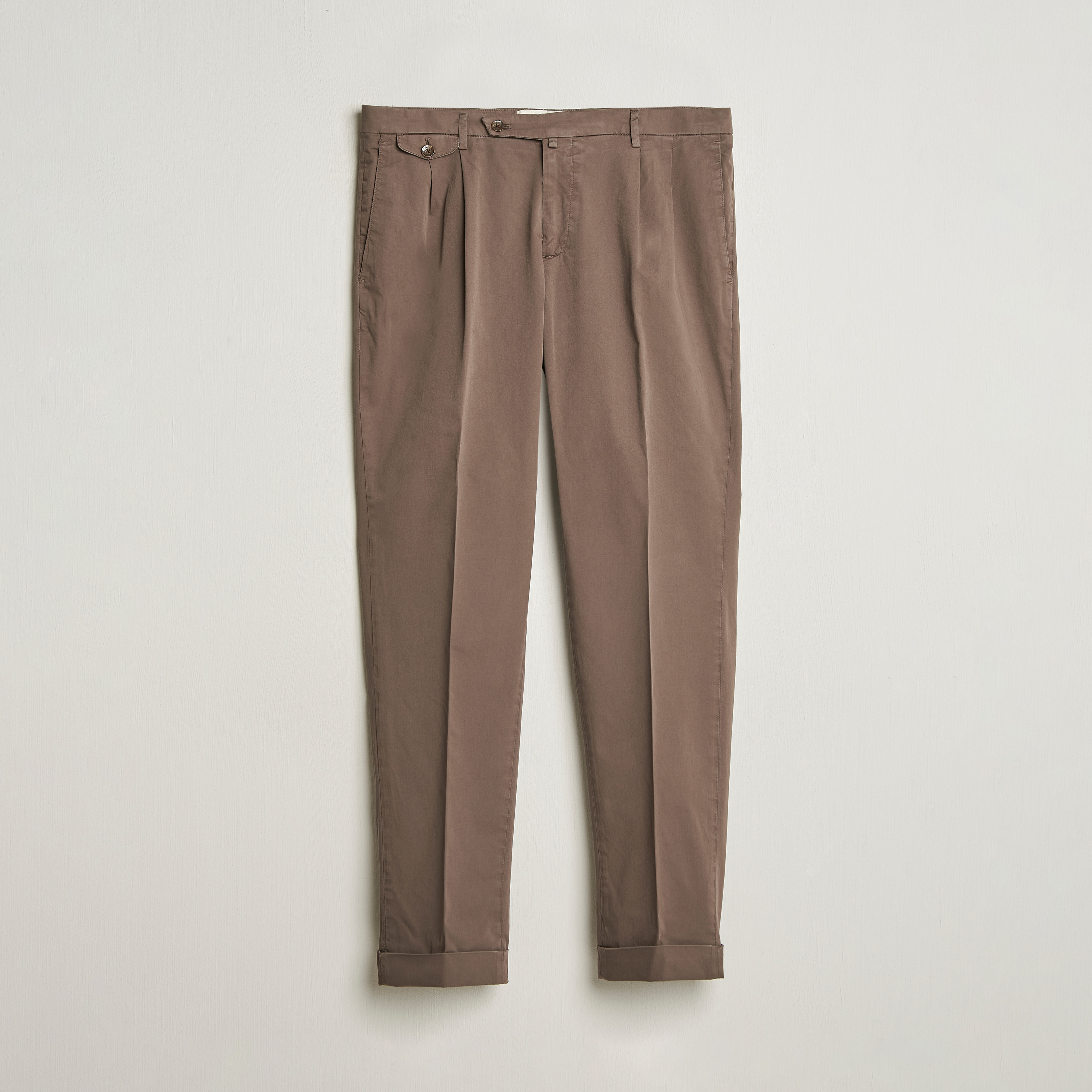 Briglia 1949 Easy Fit Pleated Cotton Stretch Chino Brown - Acheter Briglia