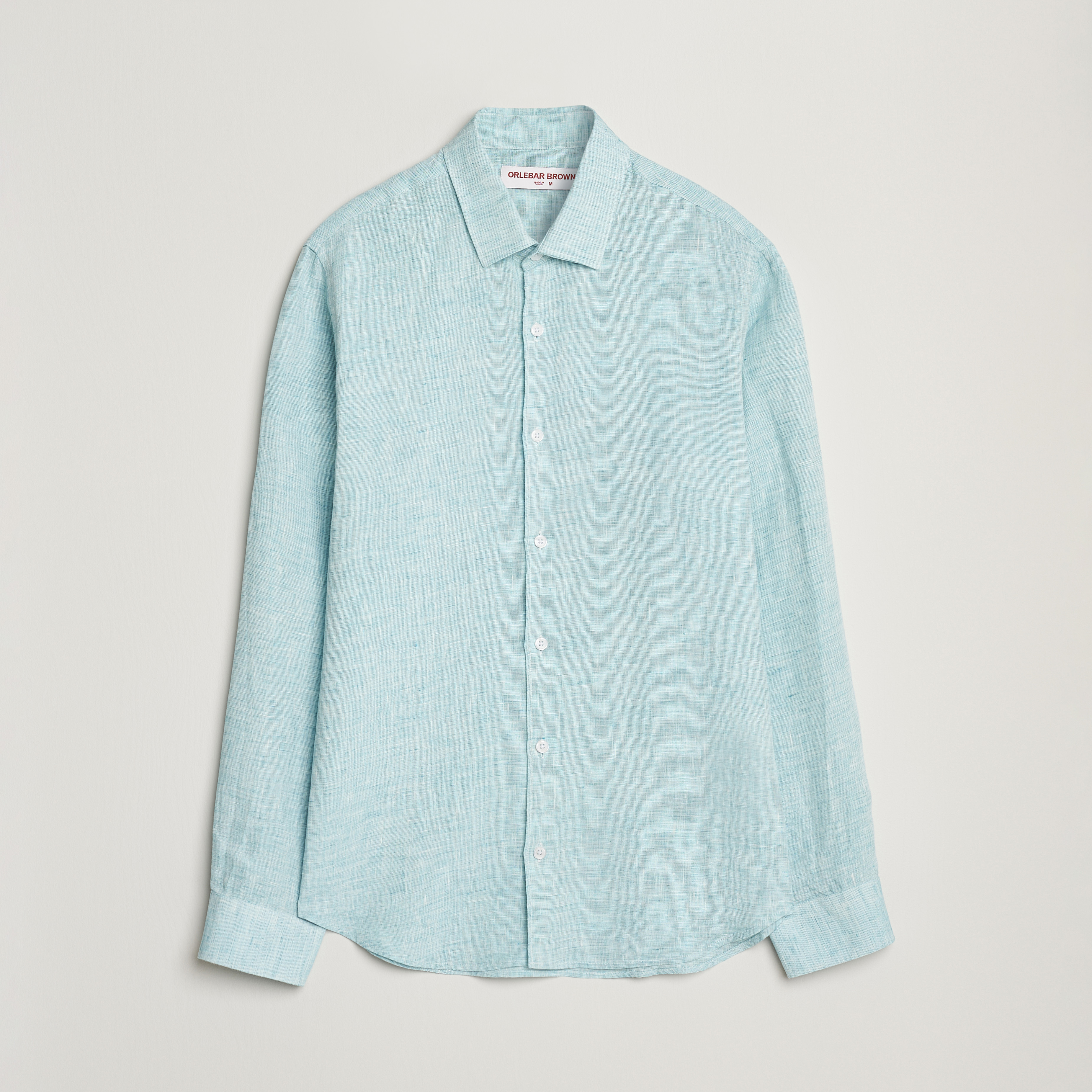 Orlebar Brown Giles Long Sleeve Linen Shirt Aqua Blue/White - Acheter Orleb
