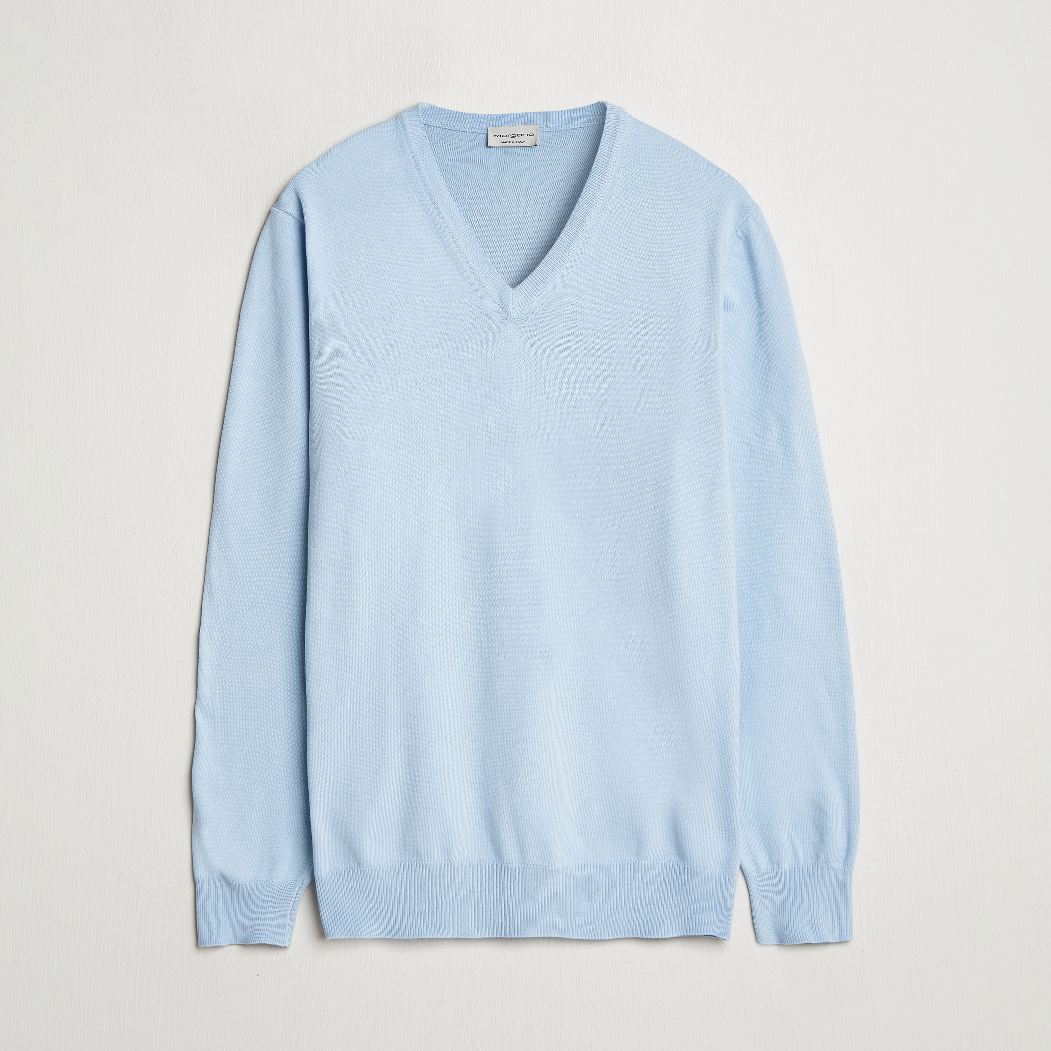 Morgano Supersoft Egyptian Cotton V-Neck Light Blue - Acheter Morgano CareO