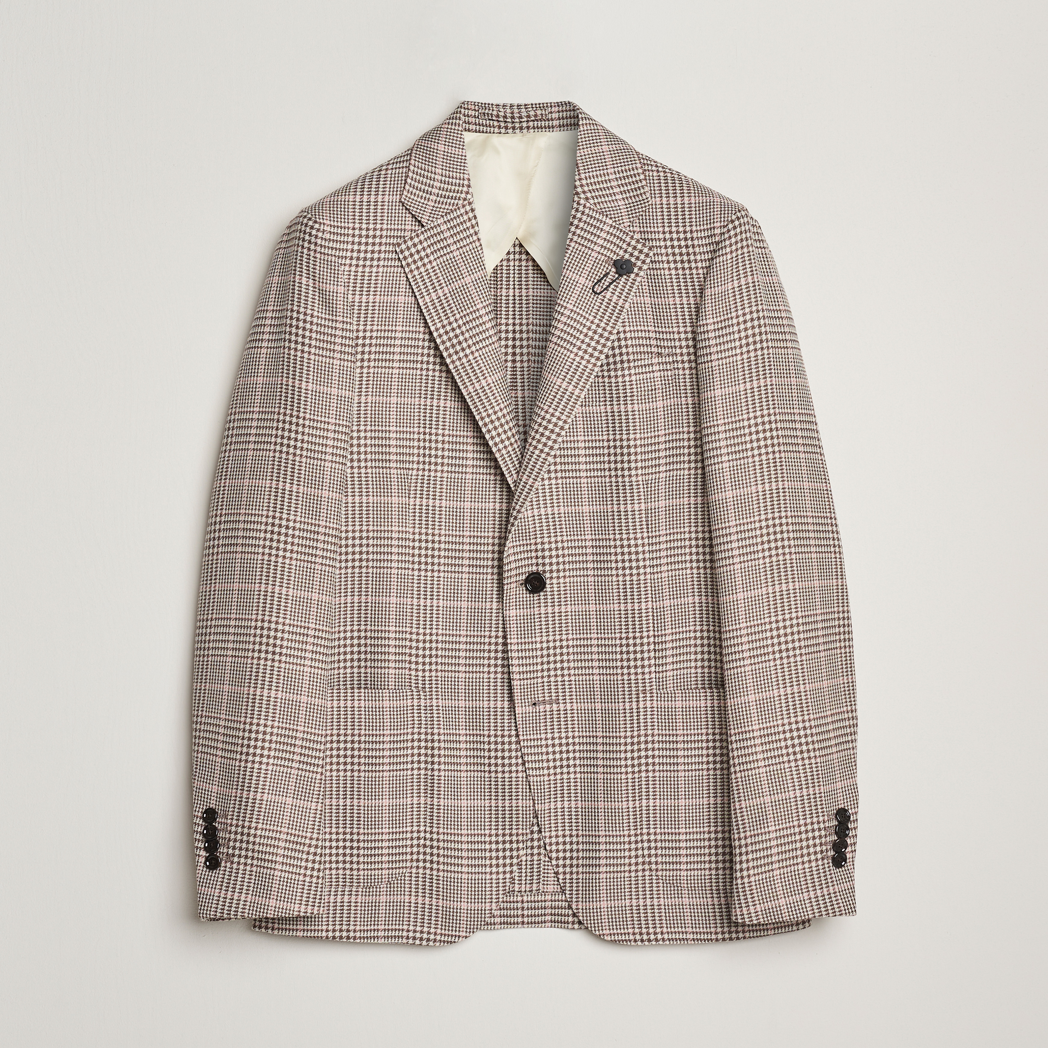 Lardini Wool/Cotton Checked Blazer Brown/Pink - Acheter Lardini CareOfCarl.