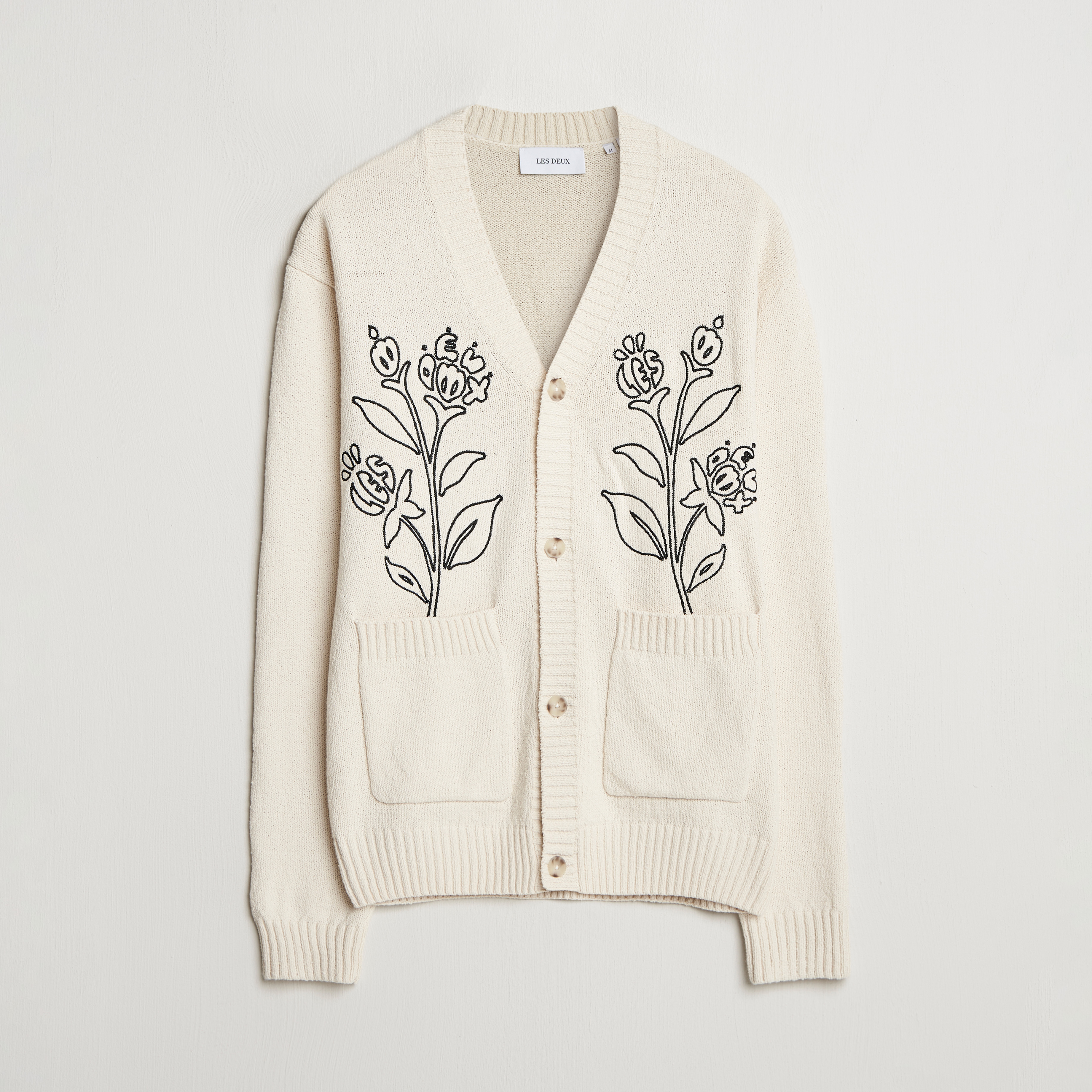 Les Deux Brad Embroidery Cardigan Ivory - Acheter LES DEUX CareOfCarl.fr.