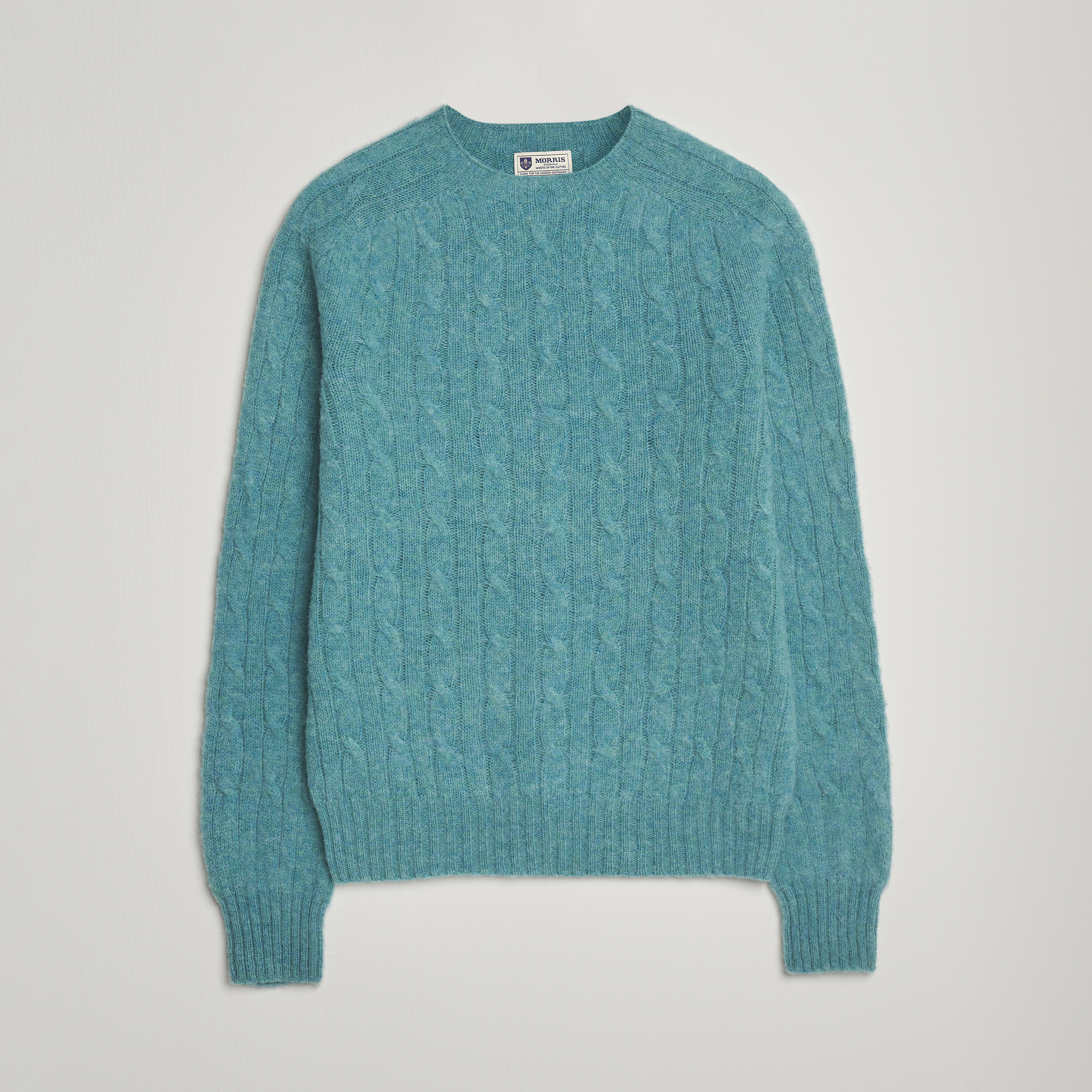 Morris Brushed Cable Sweater Green - Acheter Morris CareOfCarl.fr.