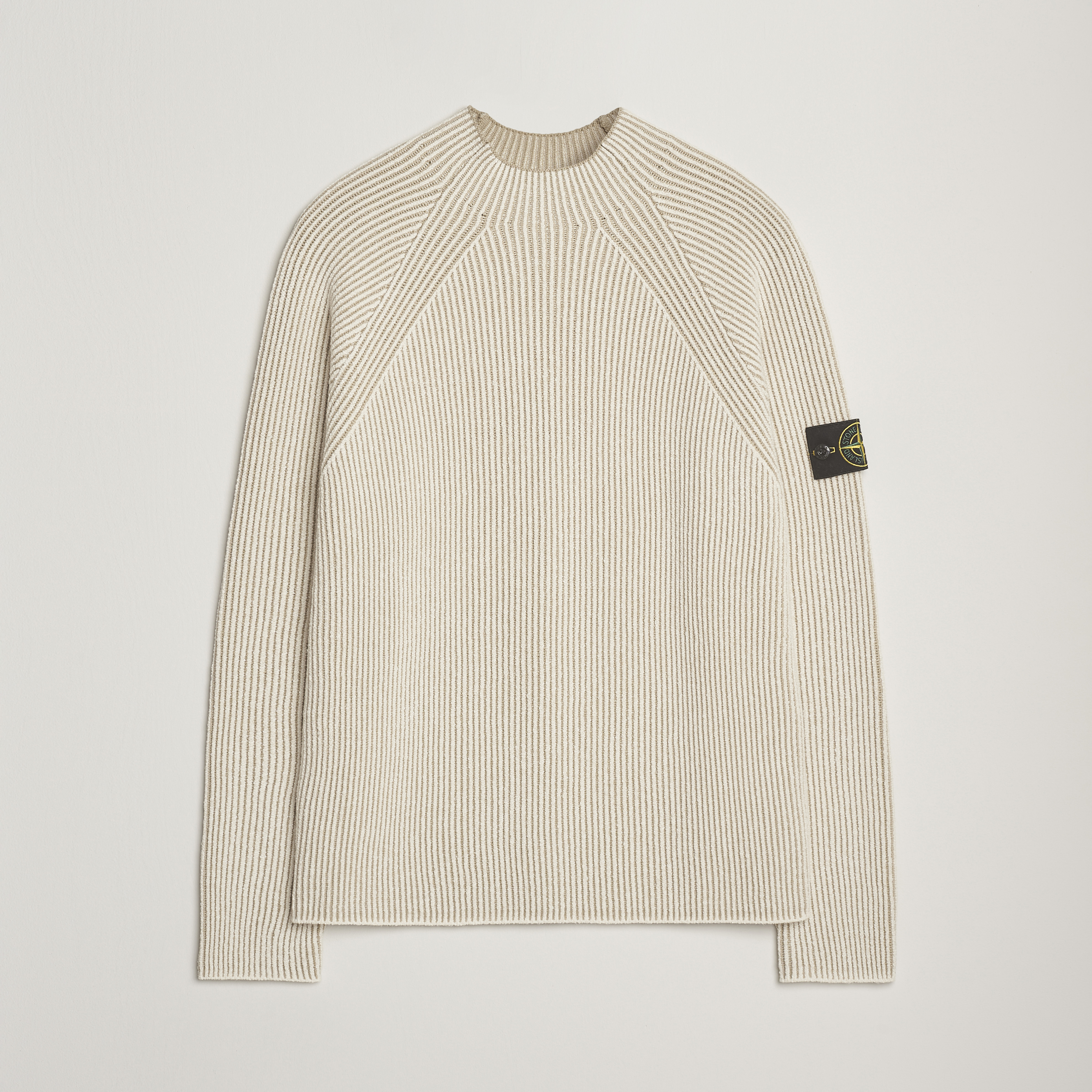Stone Island Vanisé Full Rib Wool Crew Neck Ivory - Acheter Stone Island Ca