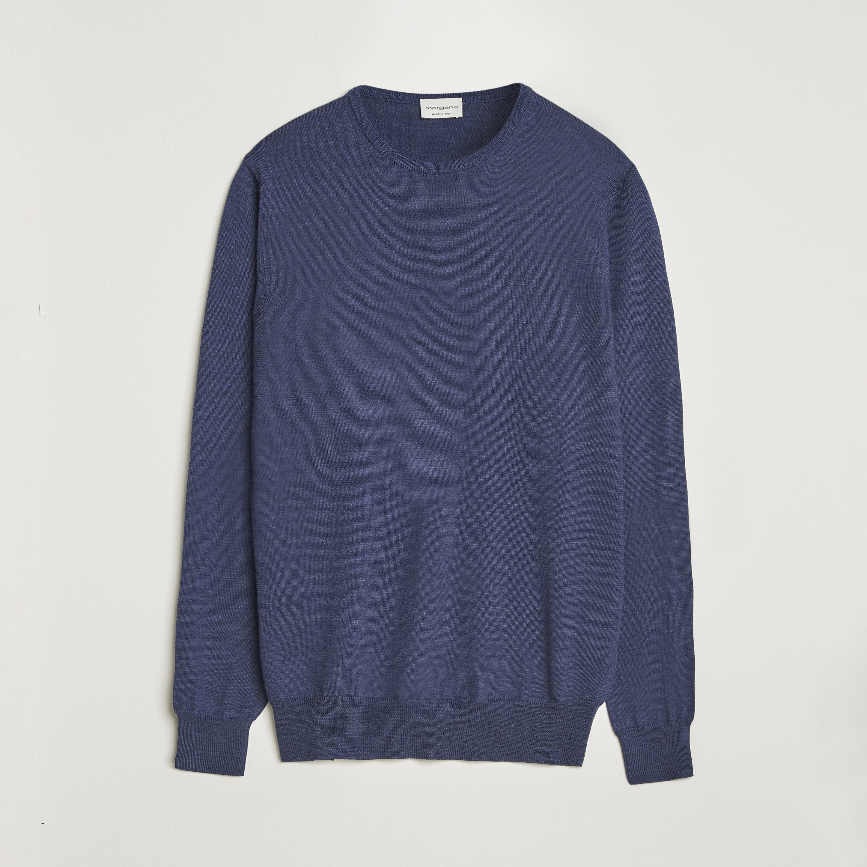 Morgano Extra Fine Merino Wool Crewneck Mid Blue - Acheter Morgano CareOfCa