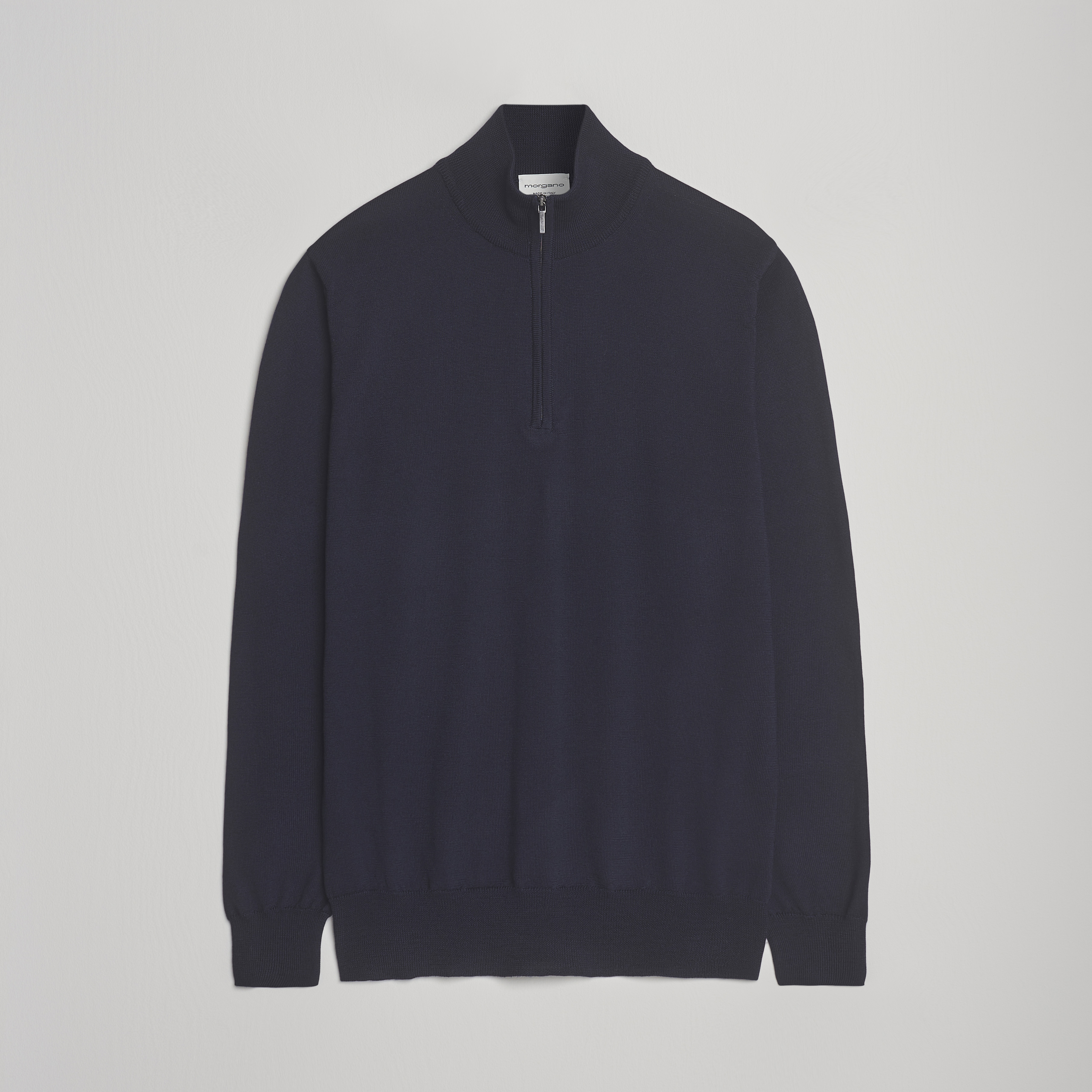 Morgano Extra Fine Merino Wool Half-Zip Navy - Acheter Morgano CareOfCarl.f