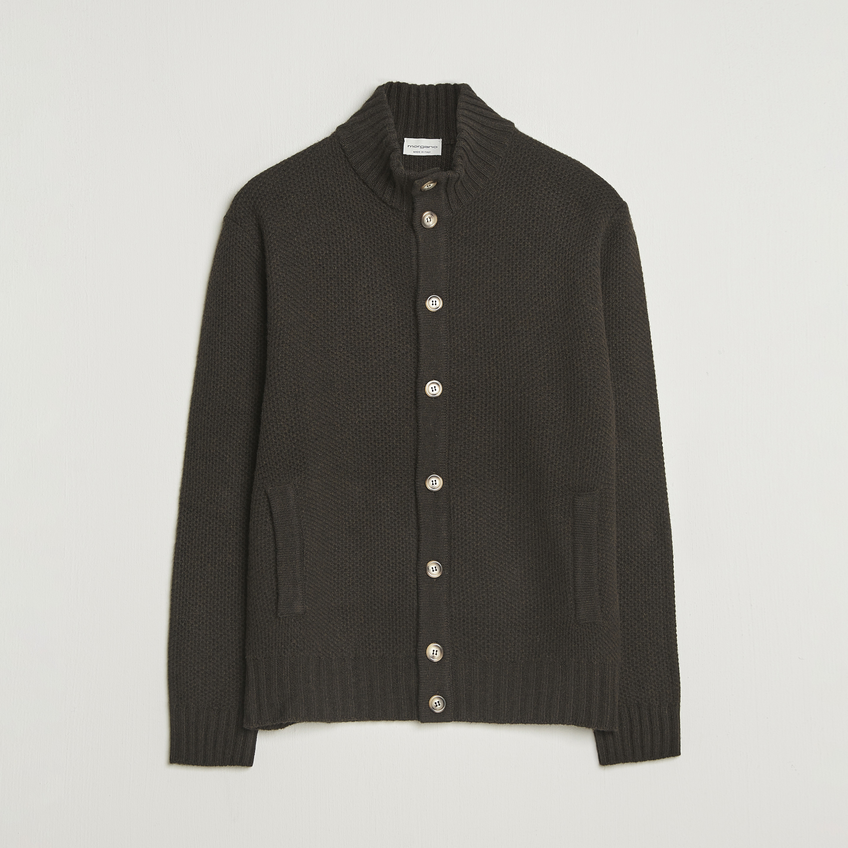 Morgano Heavy Knitted Wool/Cashmere Cardigan Dark Brown - Acheter Morgano C