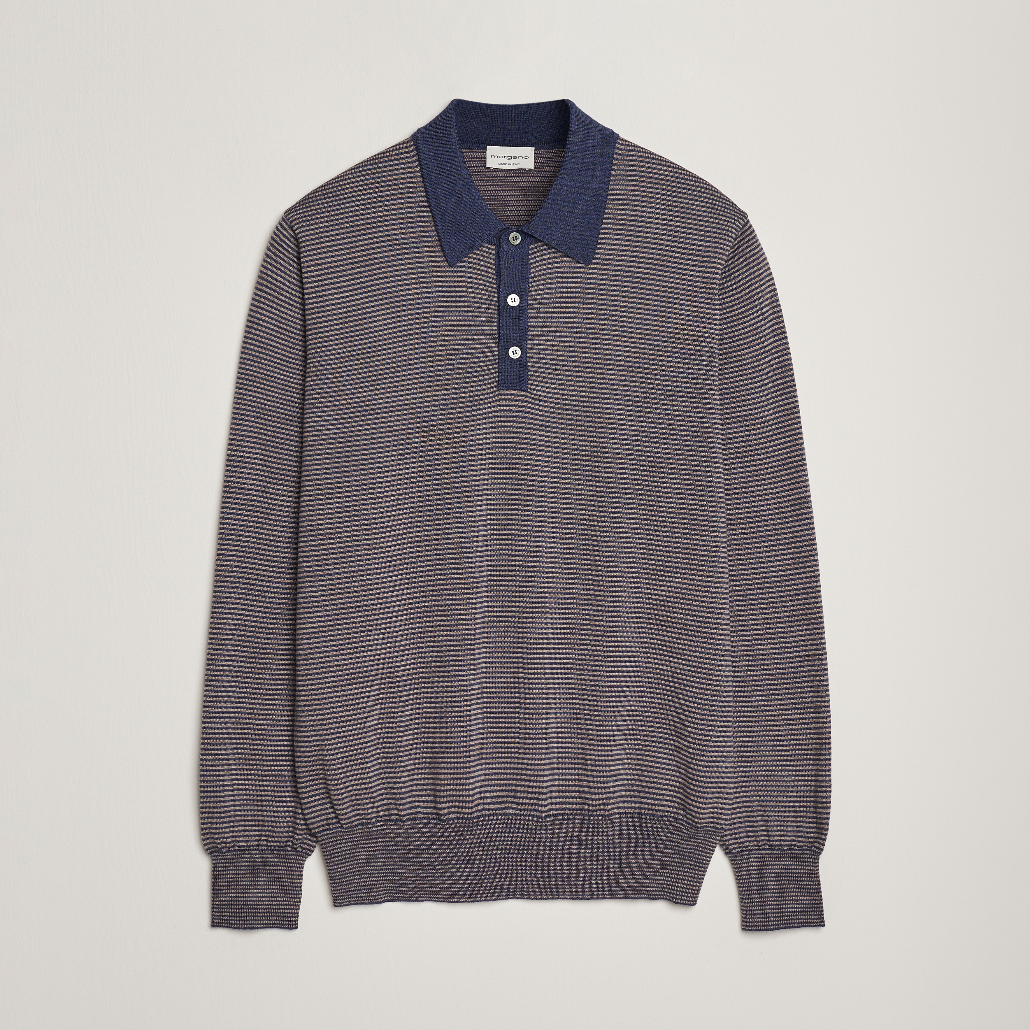 Morgano Striped Merino Polo Blue - Acheter Morgano CareOfCarl.fr.