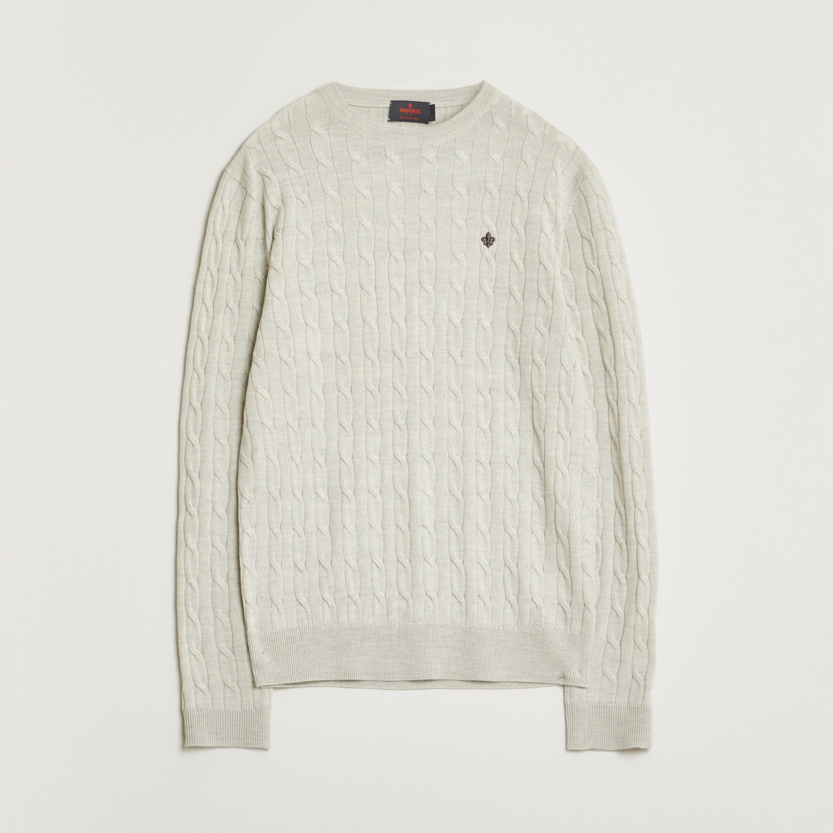 Morris Merino Cable O-Neck Off White - Acheter Morris CareOfCarl.fr.