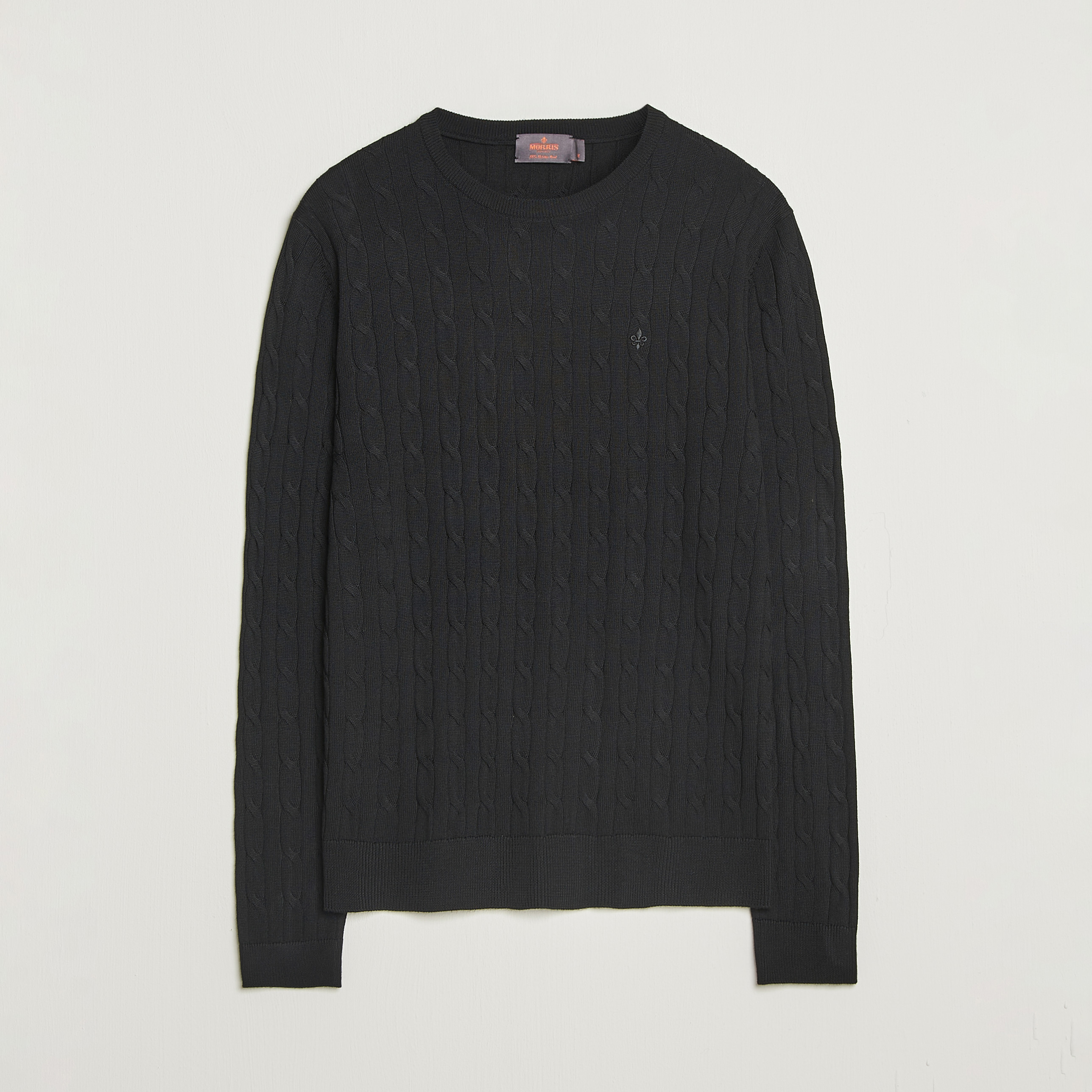 Morris Merino Cable O-Neck Black - Acheter Morris CareOfCarl.fr.