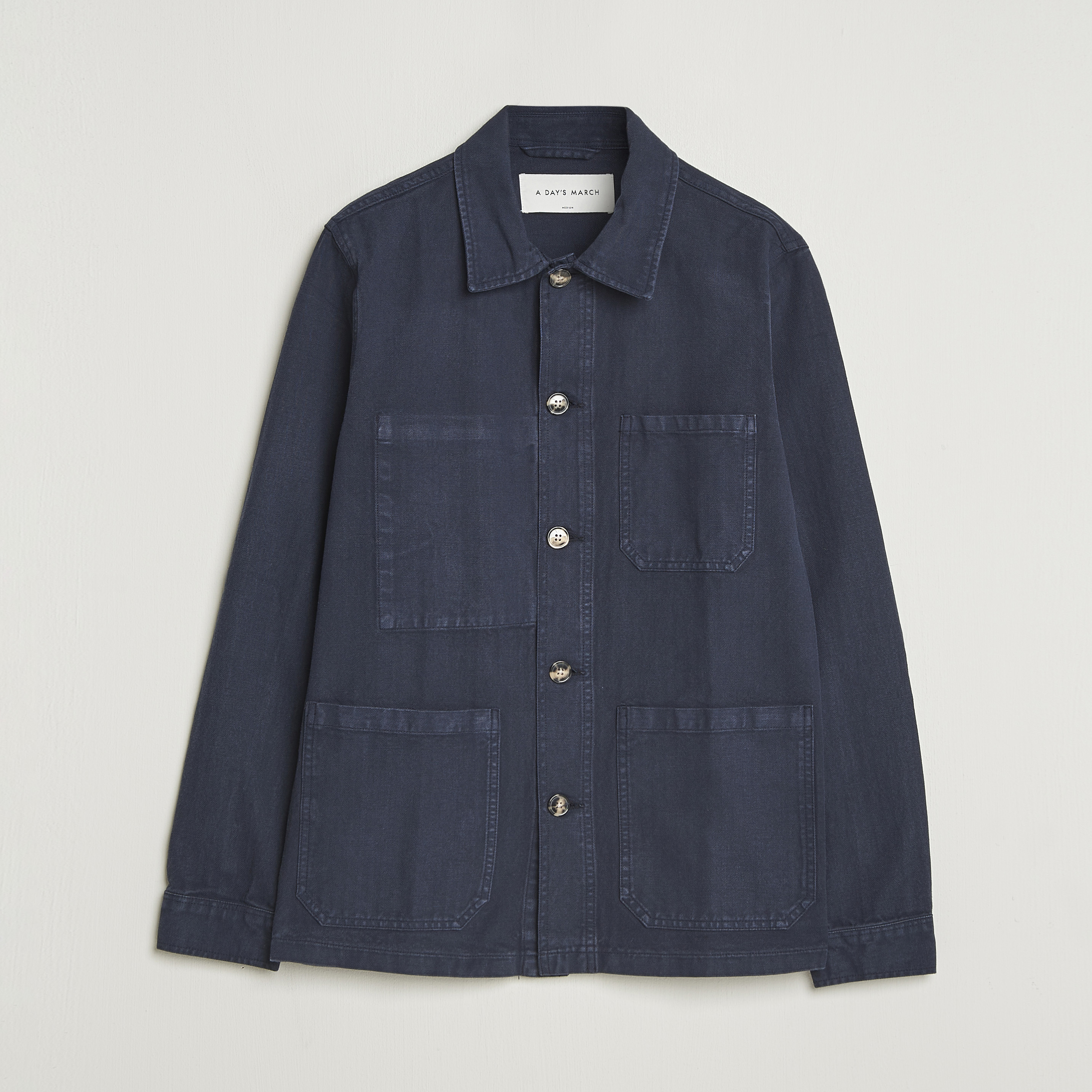 A Day's March Original Herringbone Overshirt Navy - Acheter A Day's March C