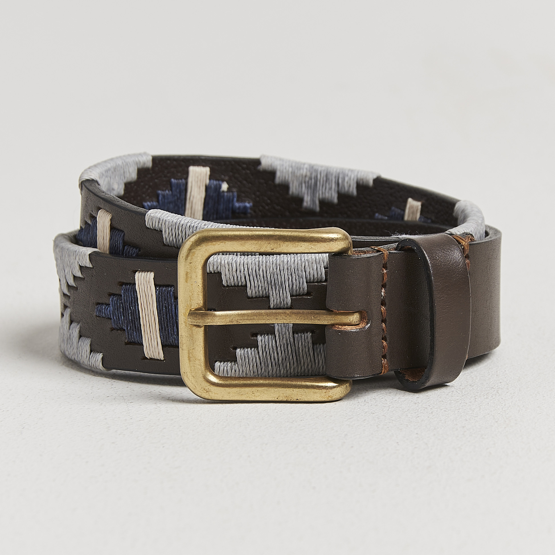 Pampeano Tornado Hand Stitched Classic Leather Belt 3,5cm Brown - Acheter P