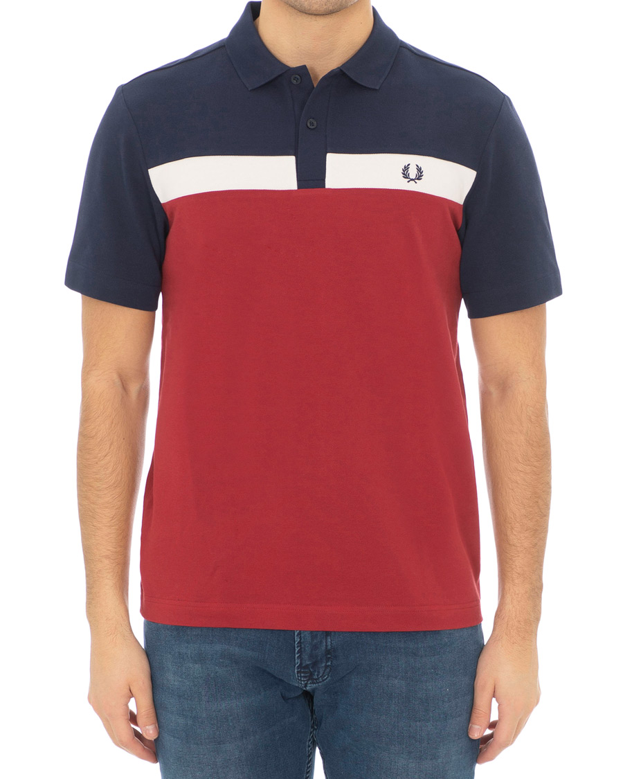 Fred Perry Contrast Panel Piké Navy/White/Red