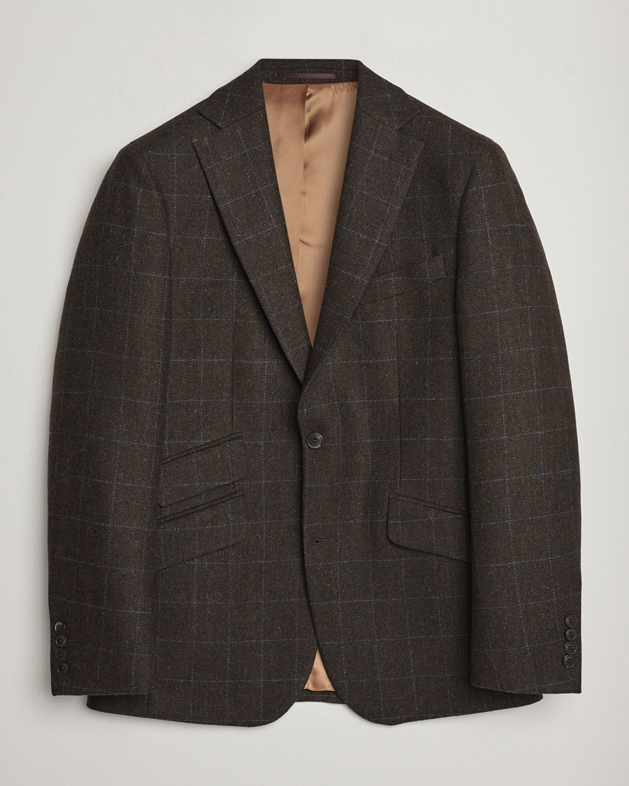 Walker Slater Edward Lambswool Windowpane Blazer Dark Brown - Acheter Walke