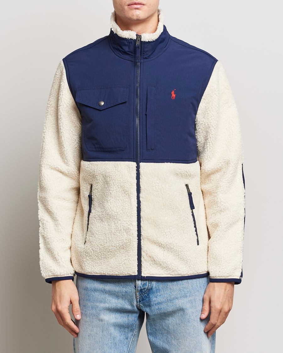 Polo Ralph Lauren Curly Sherpa Half Zip Newport Navy - Acheter Polo Ralph L